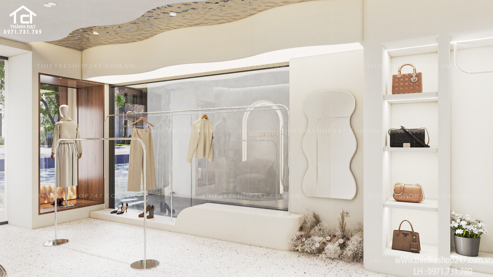 Mẫu thiết kế shop thời trang đẹp sang chảnh và hiện đại – MEI HOUSE